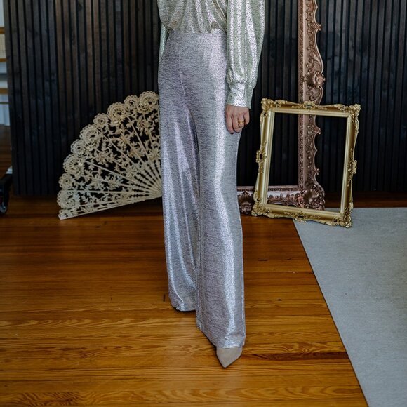 Skies Are Blue | Pants & Jumpsuits | Straight Leg Pants Metallic ...